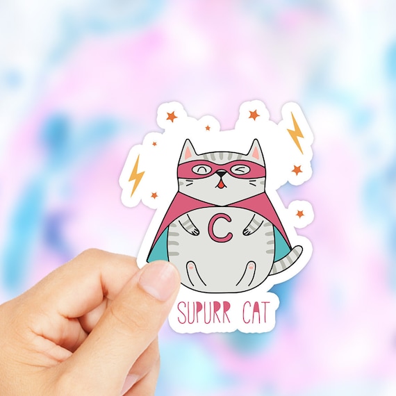 Super Cat Sticker Supurr Cat Sticker Cat Lady Gift Crazy | Etsy