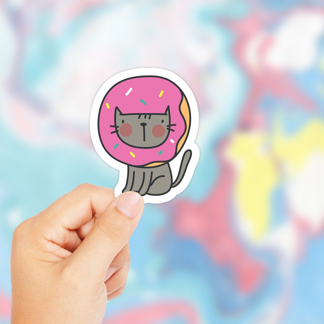 Donut Cat Sticker - Laptop Sticker - Donut Sticker - Bumper Sticker ...