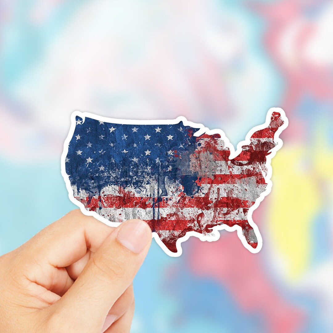 USA Flag Sticker - USA Sticker - Funny Stickers - USA Map Decal ...