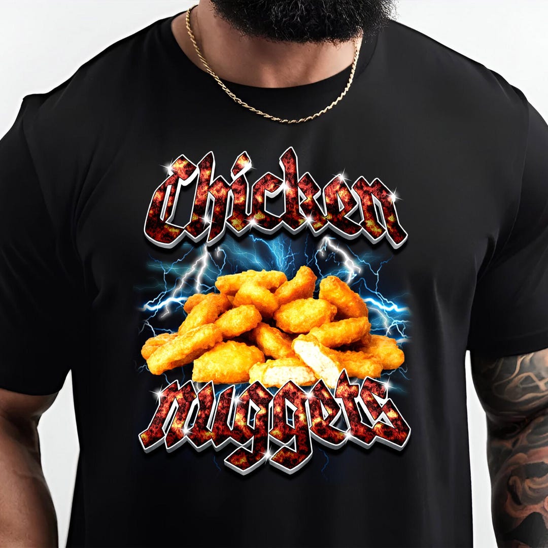Heavy Metal Chicken Nuggets Funny T Shirt - Short Sleeve Aesthetic ...