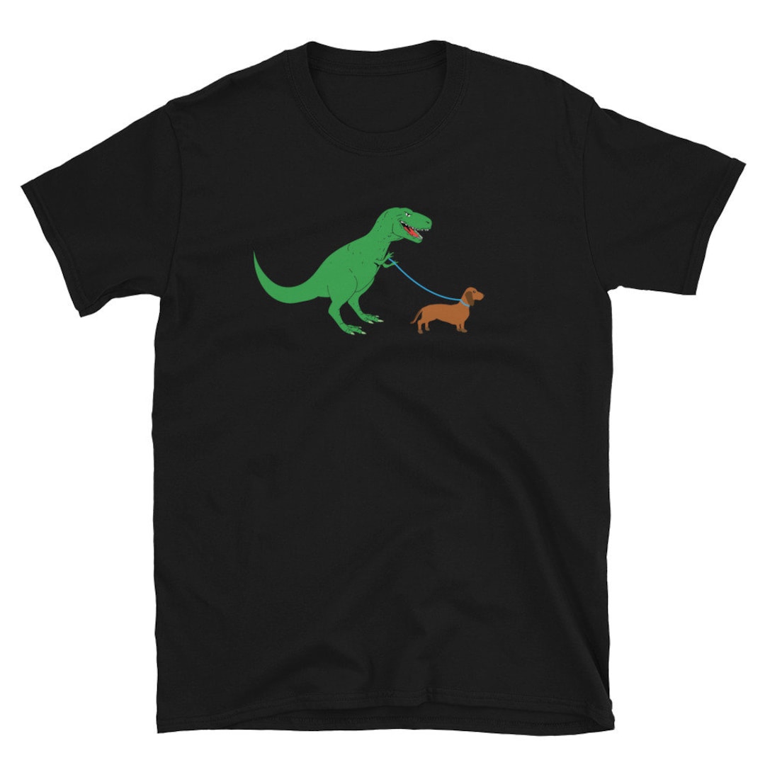 T Rex Dinosaur Walking Dachshund Funny Gift | Trex Dino | Wiener Dog ...