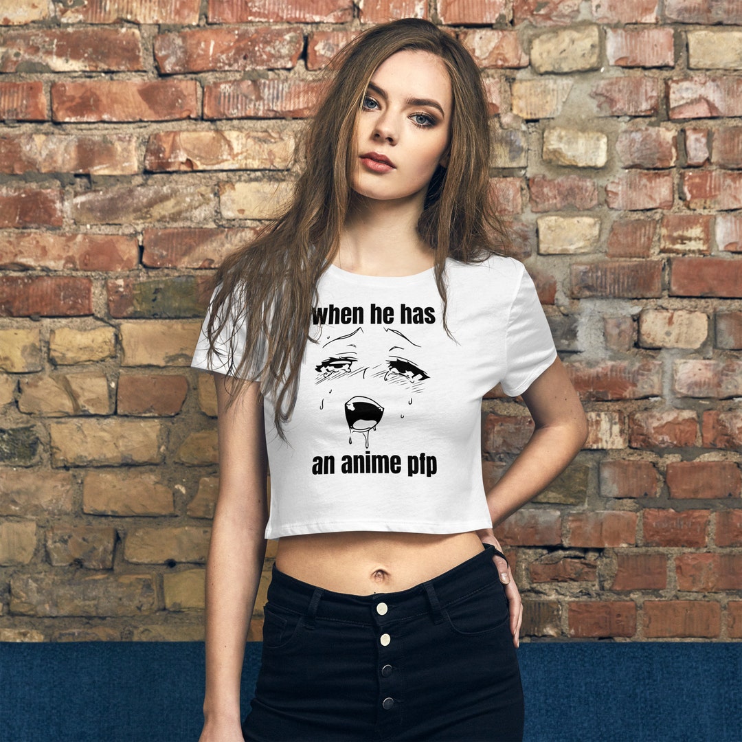 Anime Pfp Shirt Funny Womens Anime Girl Crop Top Weeb Ahegao
