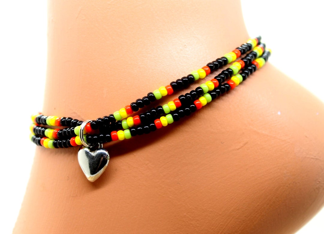 Rasta Anklet - Rasta Elastic Stretch Anklet - Rasta Multi Strand Anklet ...