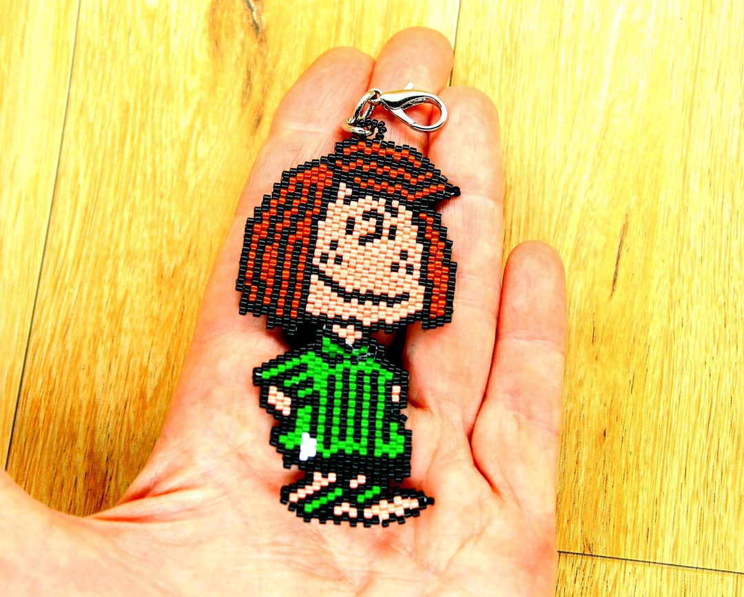 Peppermint Patty Charm Clip: Beaded Peppermint Patty, Patty Keychain ...