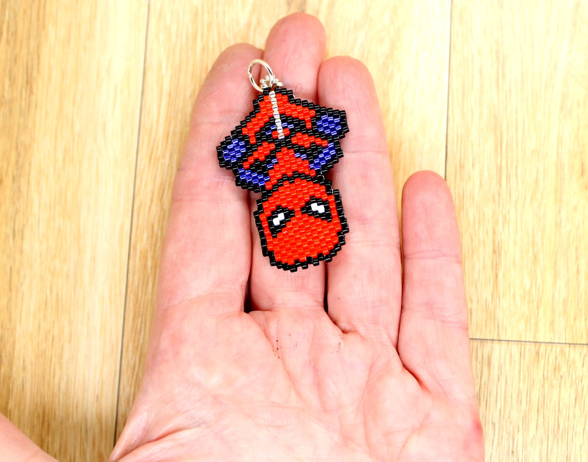 Spiderman Pendant Beaded Spiderman Pendant Miyuki - Etsy