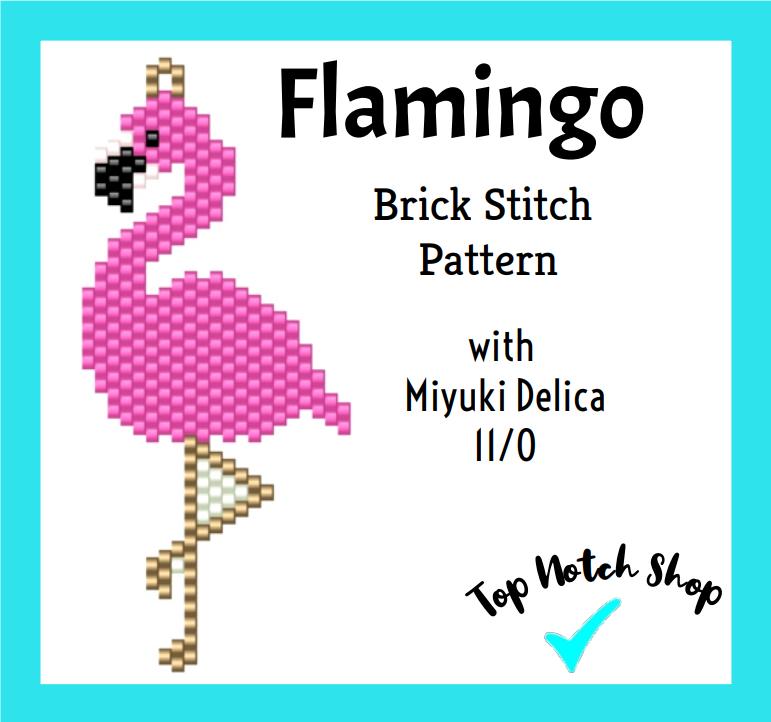 Flamingo Brick Stitch Pattern: Beaded Earrings, Keychain, Charm ...