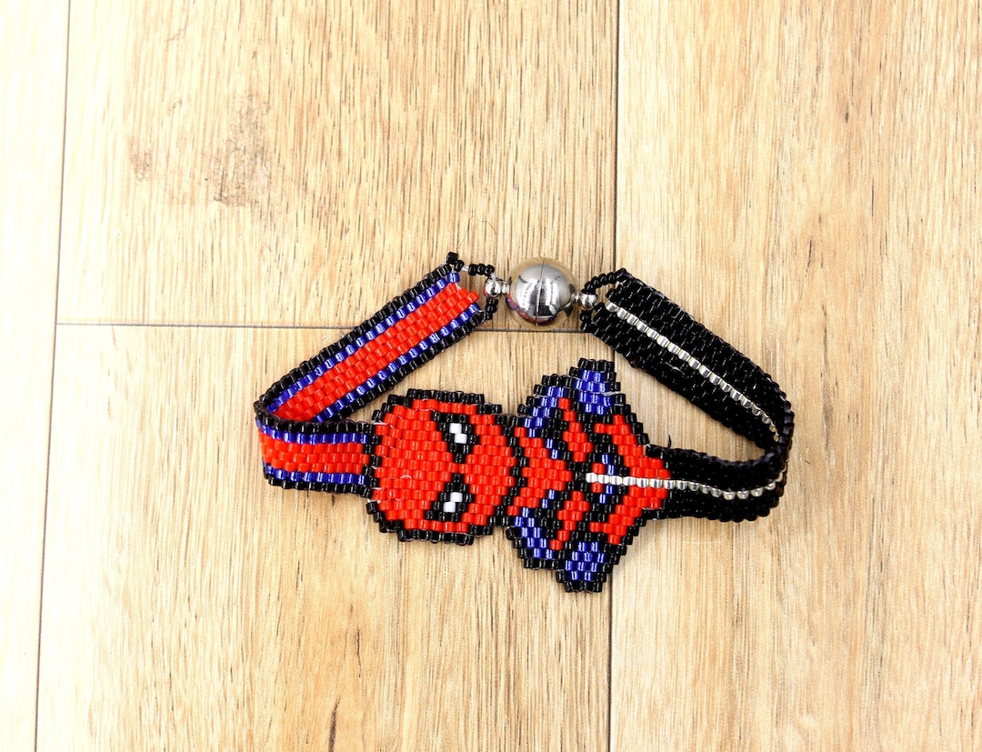 Spiderman Bracelet - Beaded Spiderman Bracelet - Miyuki Spiderman ...