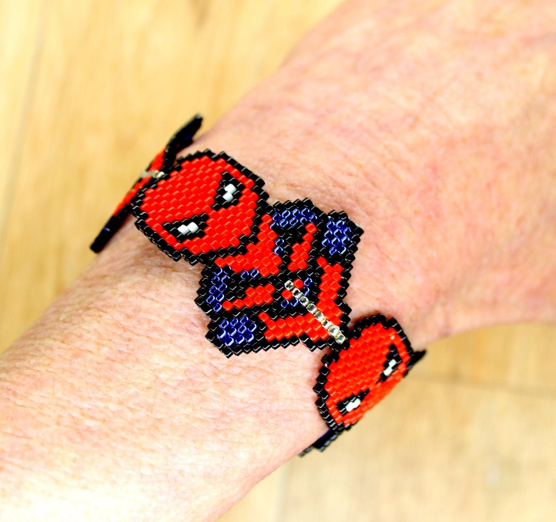 Spiderman Bracelet Beaded Spiderman Bracelet Miyuki - Etsy