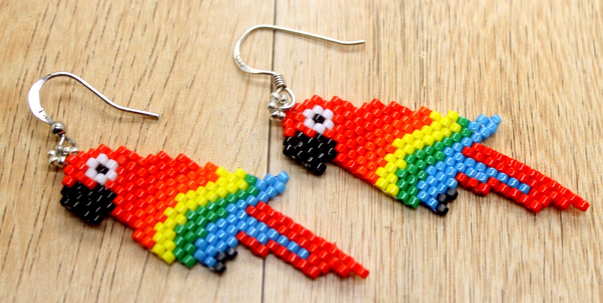Parrot Earrings Beaded Parrot Earrings Miyuki Delica | Etsy