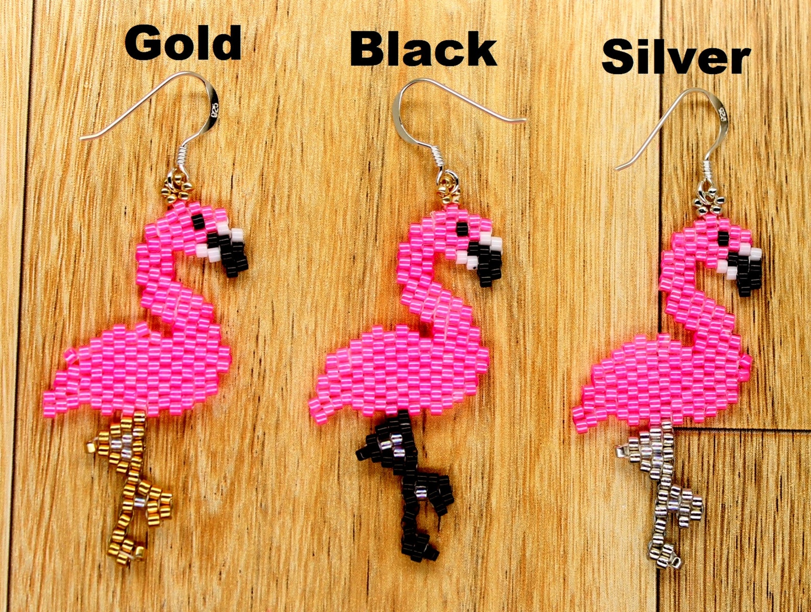 Pink Flamingo Earrings Flamingo Earrings Beaded Pink - Etsy