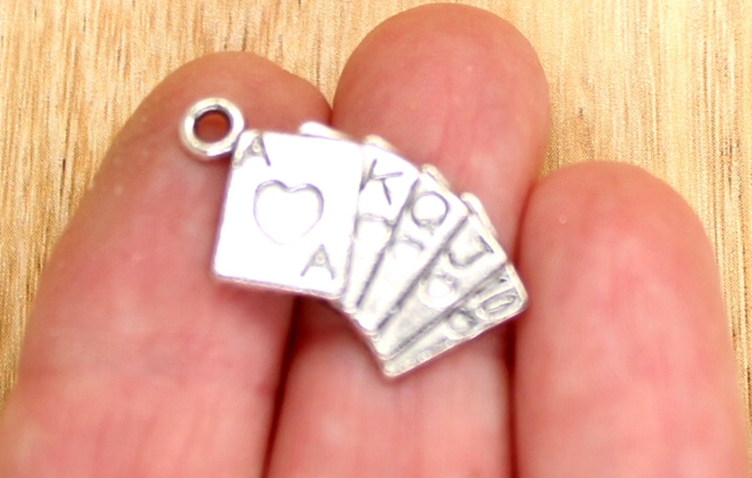 Card Charms - 8 Card Charms - Card Player Charms - Royal Flush Card ...