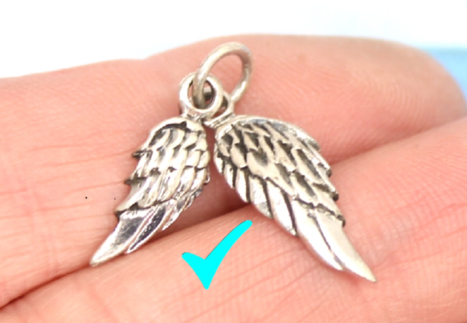 Sterling Silver Angel Wings Charm Sterling Silver Angel - Etsy