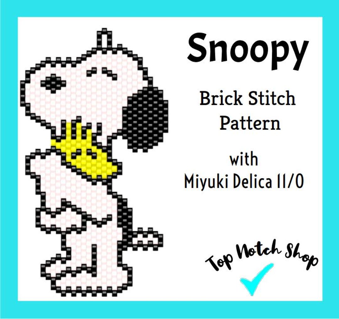 Snoopy Brick Stitch Pattern: Beaded Earrings, Keychain PDF - Etsy