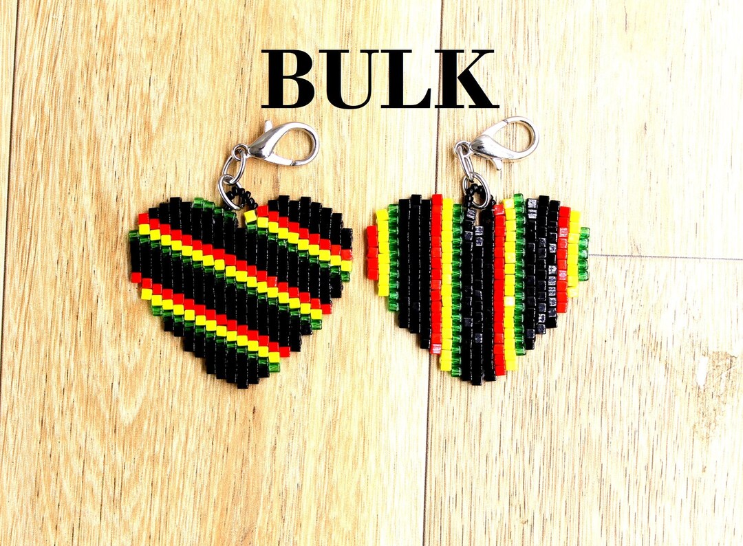 Rasta Heart Charm 5-10 Rasta Heart Charms Rasta Heart Clip Rasta Heart ...