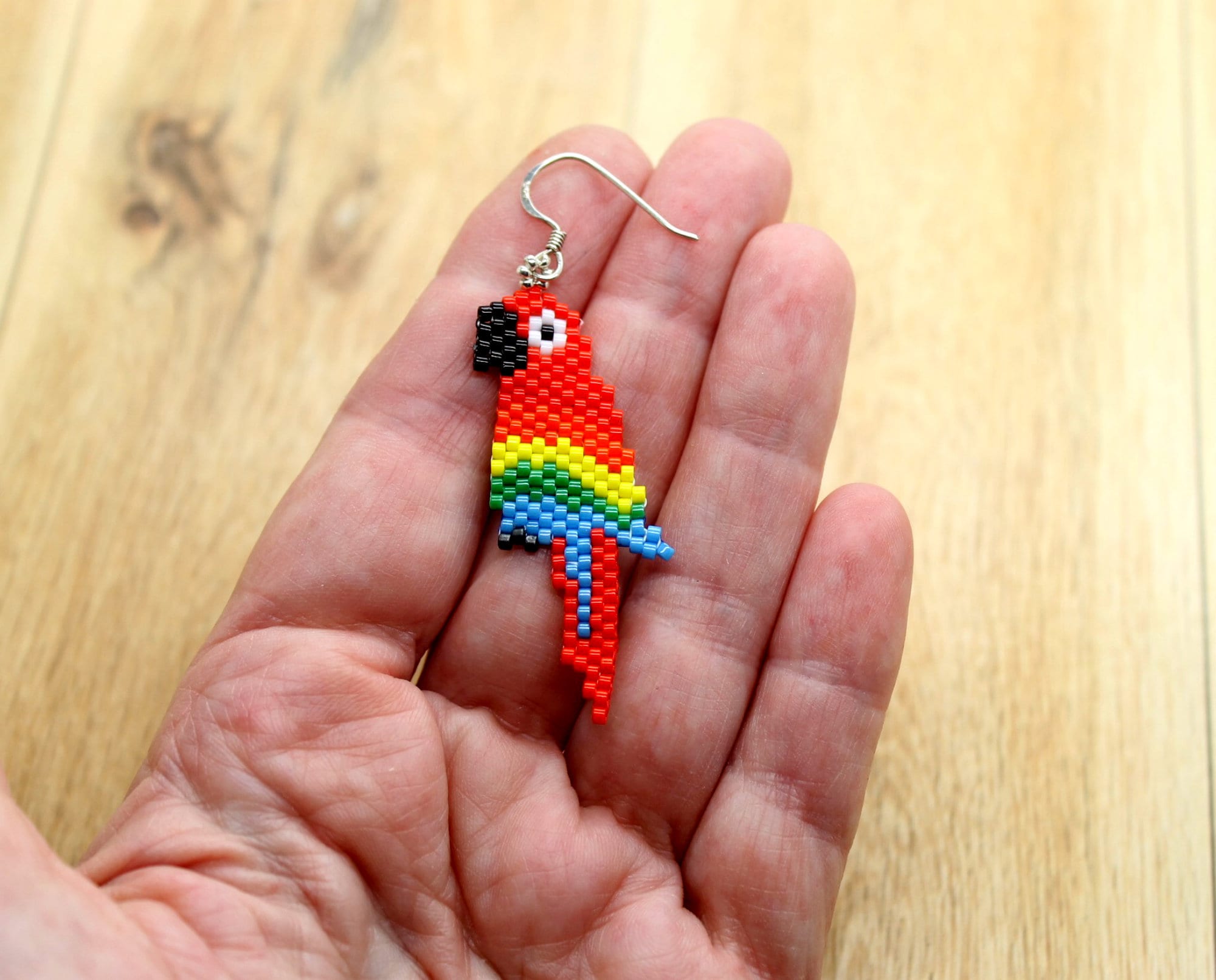 Parrot Earrings Beaded Parrot Earrings Miyuki Delica | Etsy