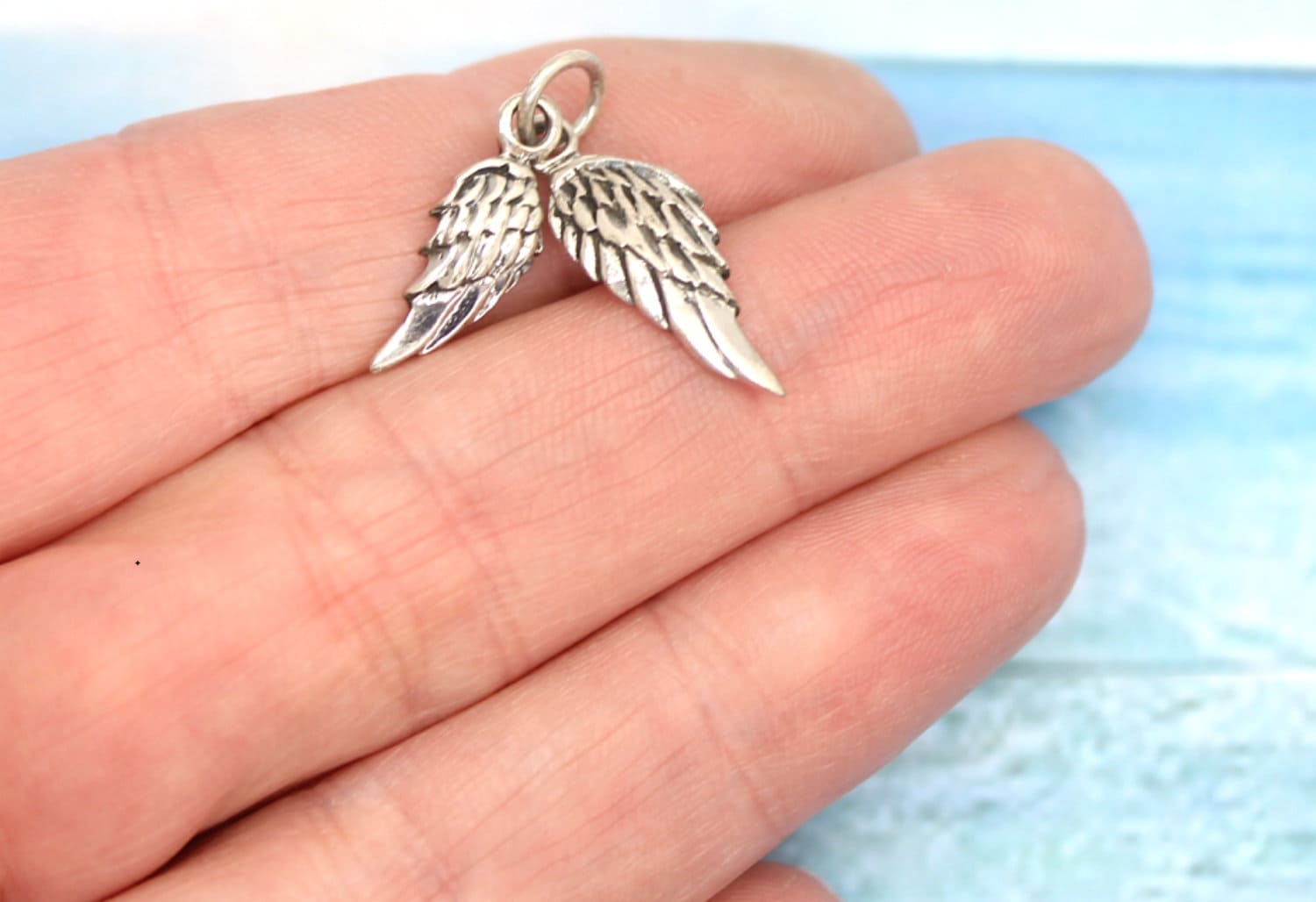 Sterling Silver Angel Wings Charm Sterling Silver Angel - Etsy