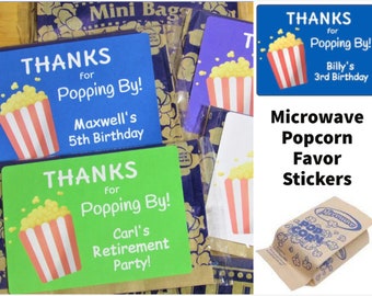 Popcorn Birthday Labels - Etsy