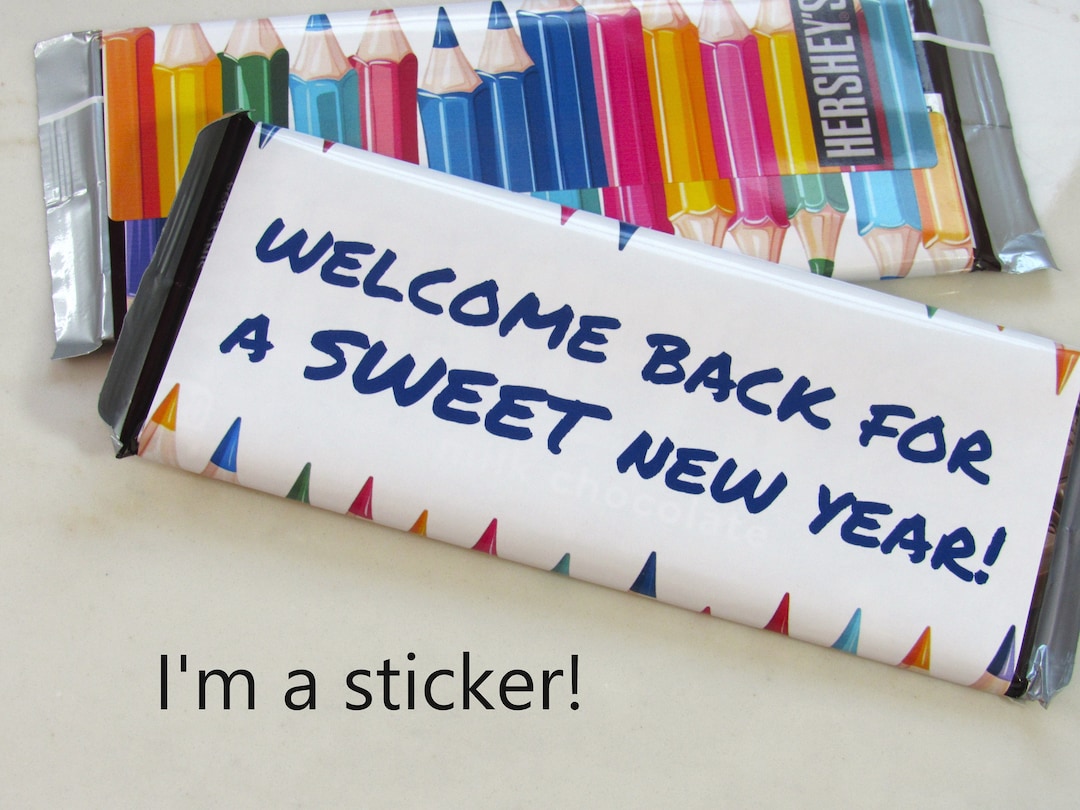 6 Back to School Chocolate Bar Sticker Wrappers W Optional Custom Text ...