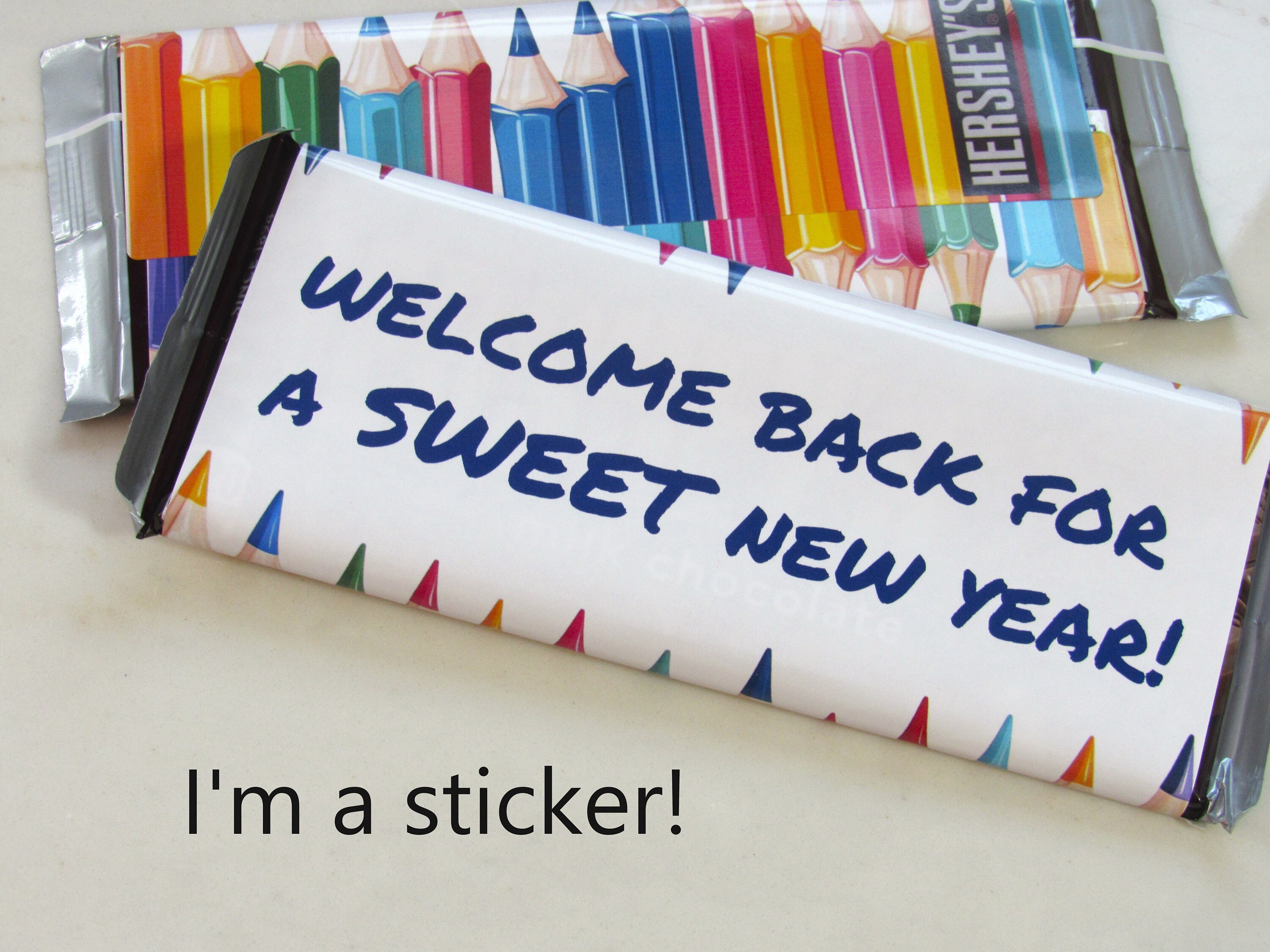 6 Back to School Chocolate Bar Sticker Wrappers W Optional Custom Text ...