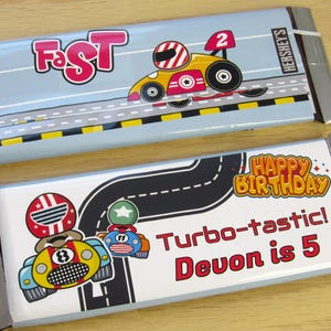 6 Personalized Chocolate Candy Bar Stickers: Race Car Racecar Speedway ...