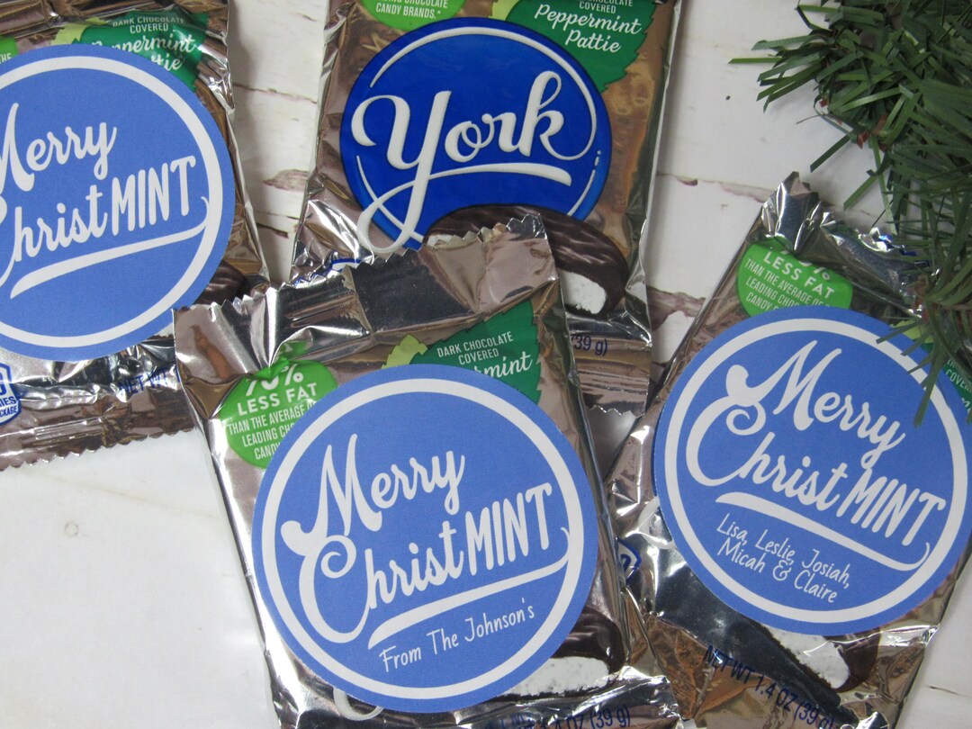 Merry Christmint Stickers - 6 Big York Personalized Peppermint Patty ...