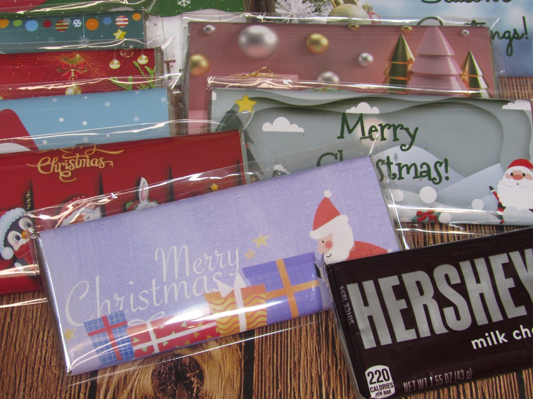12 Christmas Theme Chocolate Candy Bars Assembled Full Size Bars W ...