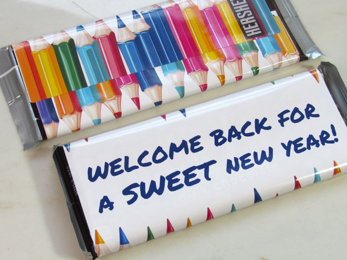 6 Back to School Chocolate Bar Sticker Wrappers W Optional Custom Text ...