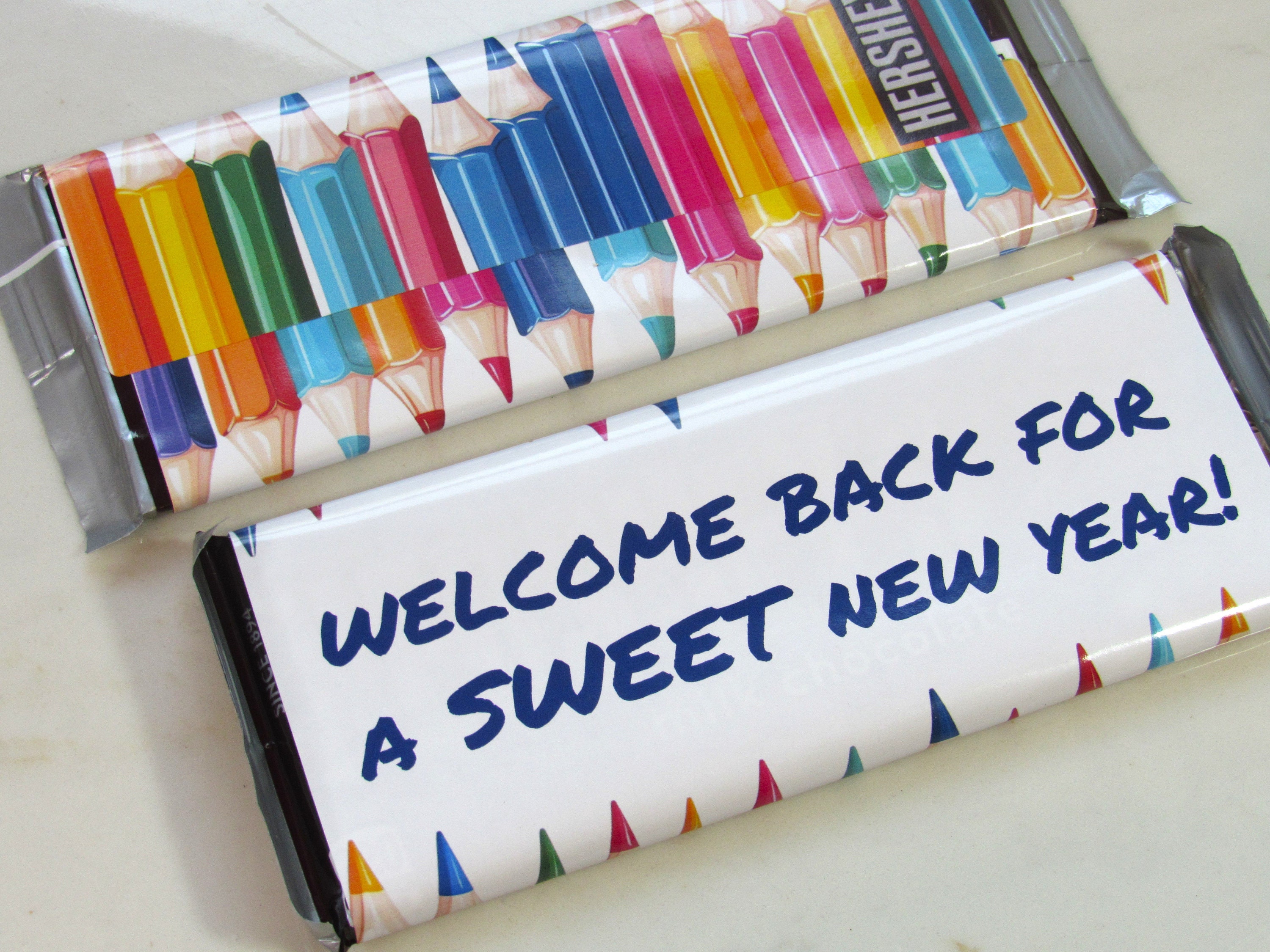 6 Back to School Chocolate Bar Sticker Wrappers W Optional Custom Text ...