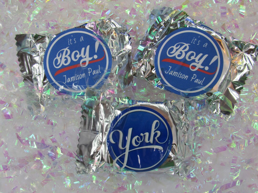 It's a Boy Set of 72 York Peppermint Patty Inspired Custom Personalized ...