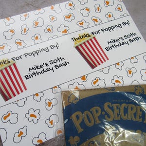 Microwave Popcorn Favor Stickers - All Occasions Theme "thanks for ...