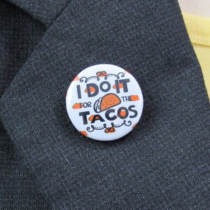 Taco Lovers Pinback Badges - Set of 5 Novelty Pins for Backpack, Jacket ...