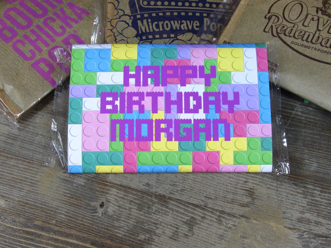 6 Personalized Microwave Popcorn Wraps - Happy Birthday Brite Pastel ...