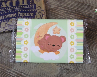Popcorn Wrapper Baby Shower NEUTRAL Microwave Popcorn Sleeve Favor ...
