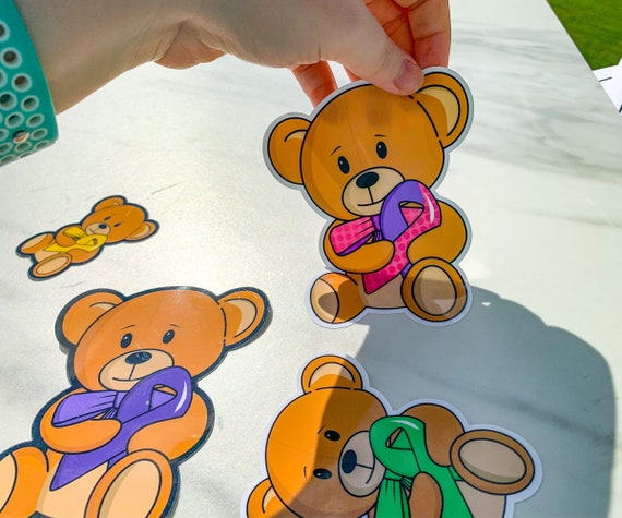Awareness Bear Sticker Awareness Ribbon Teddy Bear Sticker - Etsy