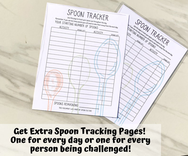Printed Spoonie Challenge Chronic Illness Spoon Theory - Etsy