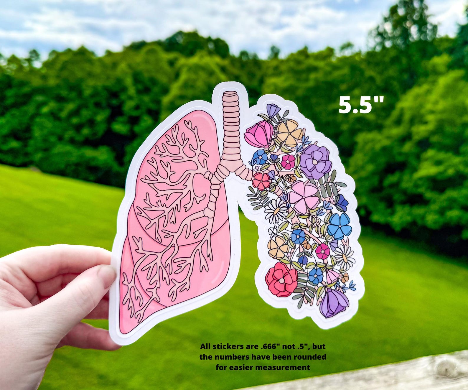 Lung Sticker, Floral Anatomy Lung Disease Awareness Sticker, Cystic ...
