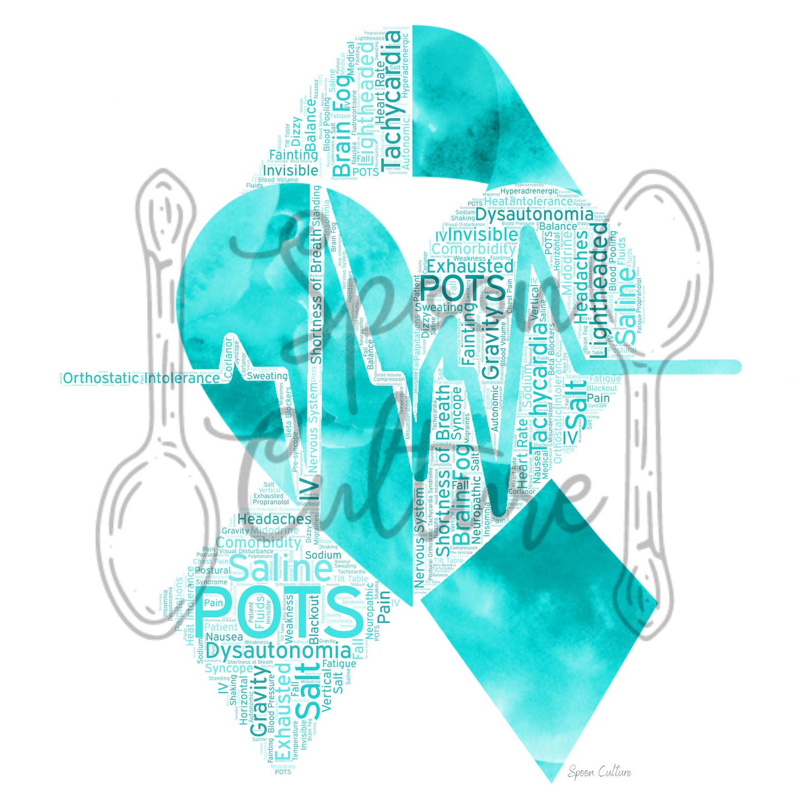 POTS Awareness Ribbon Word Cloud Dysautonomia Art Postural - Etsy