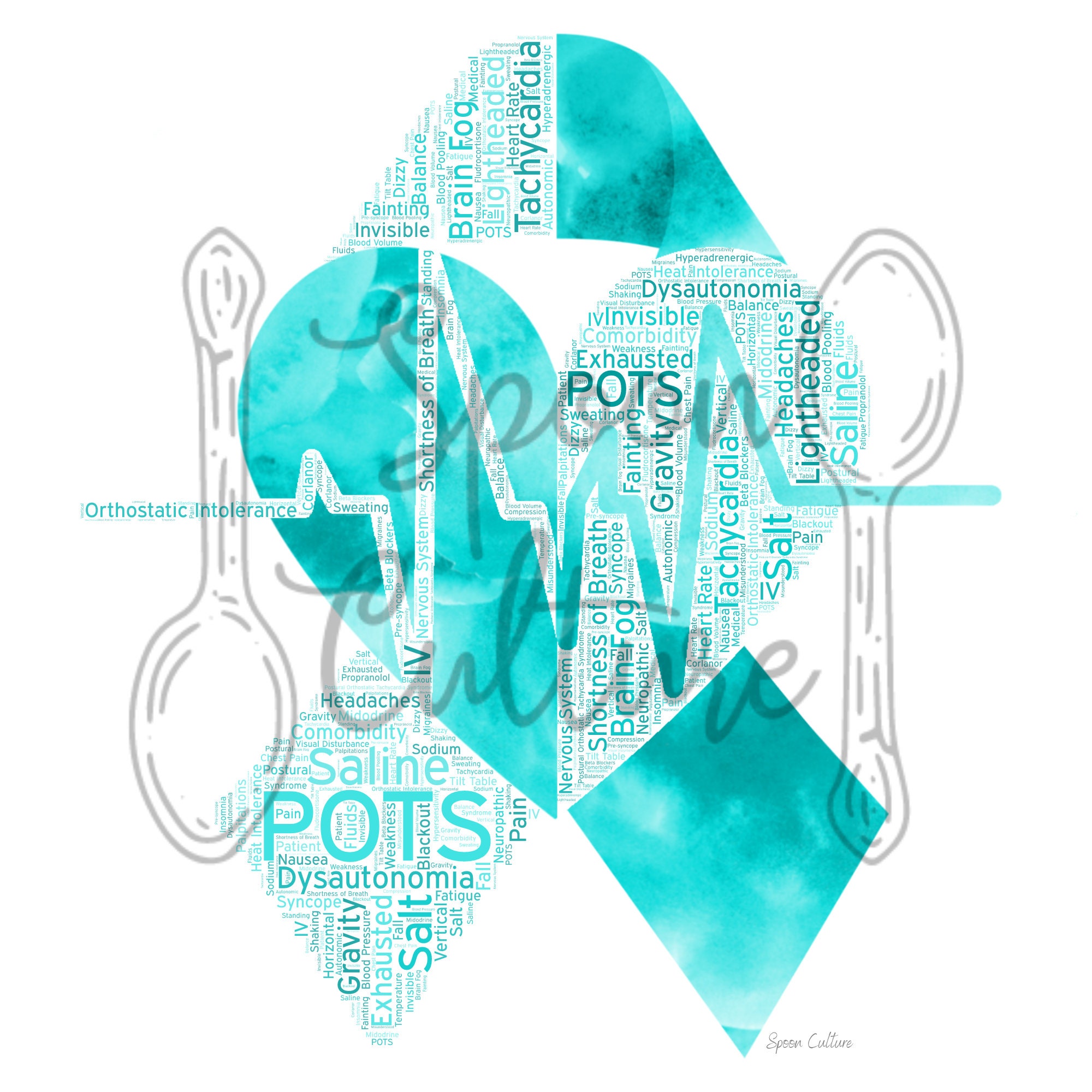 POTS Awareness Ribbon Word Cloud Dysautonomia Art Postural - Etsy