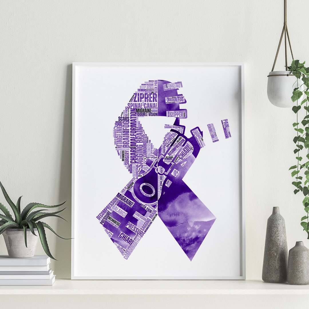 Chiari Malformation Purple Awareness Ribbon Word Cloud, Chiari Purple ...