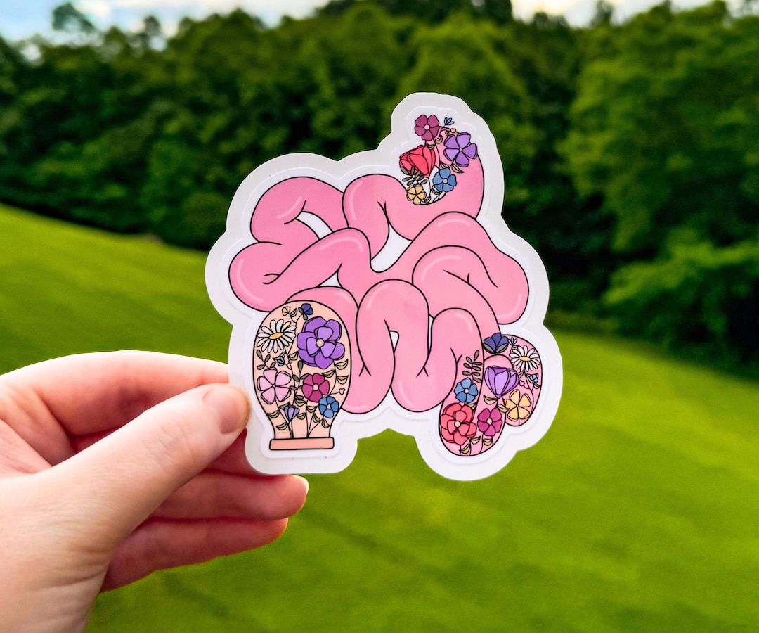 Ileostomy Sticker, Floral Anatomy Small Intestine With Ostomy Sticker ...