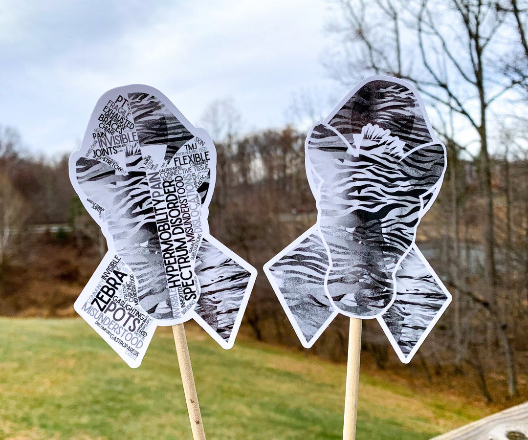 HSD Sticker, Hypermobile Spectrum Disorder Awareness Ribbon Zebra Word ...