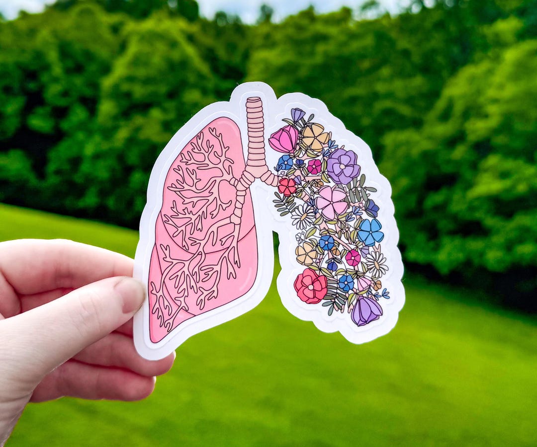 Lung Sticker, Floral Anatomy Lung Disease Awareness Sticker, Cystic ...