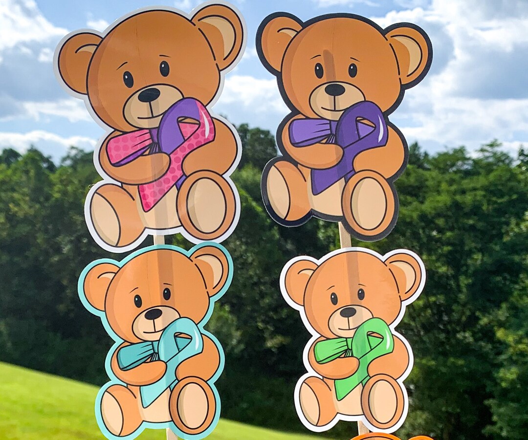 Awareness Bear Sticker, Awareness Ribbon Teddy Bear Sticker Decal - Etsy