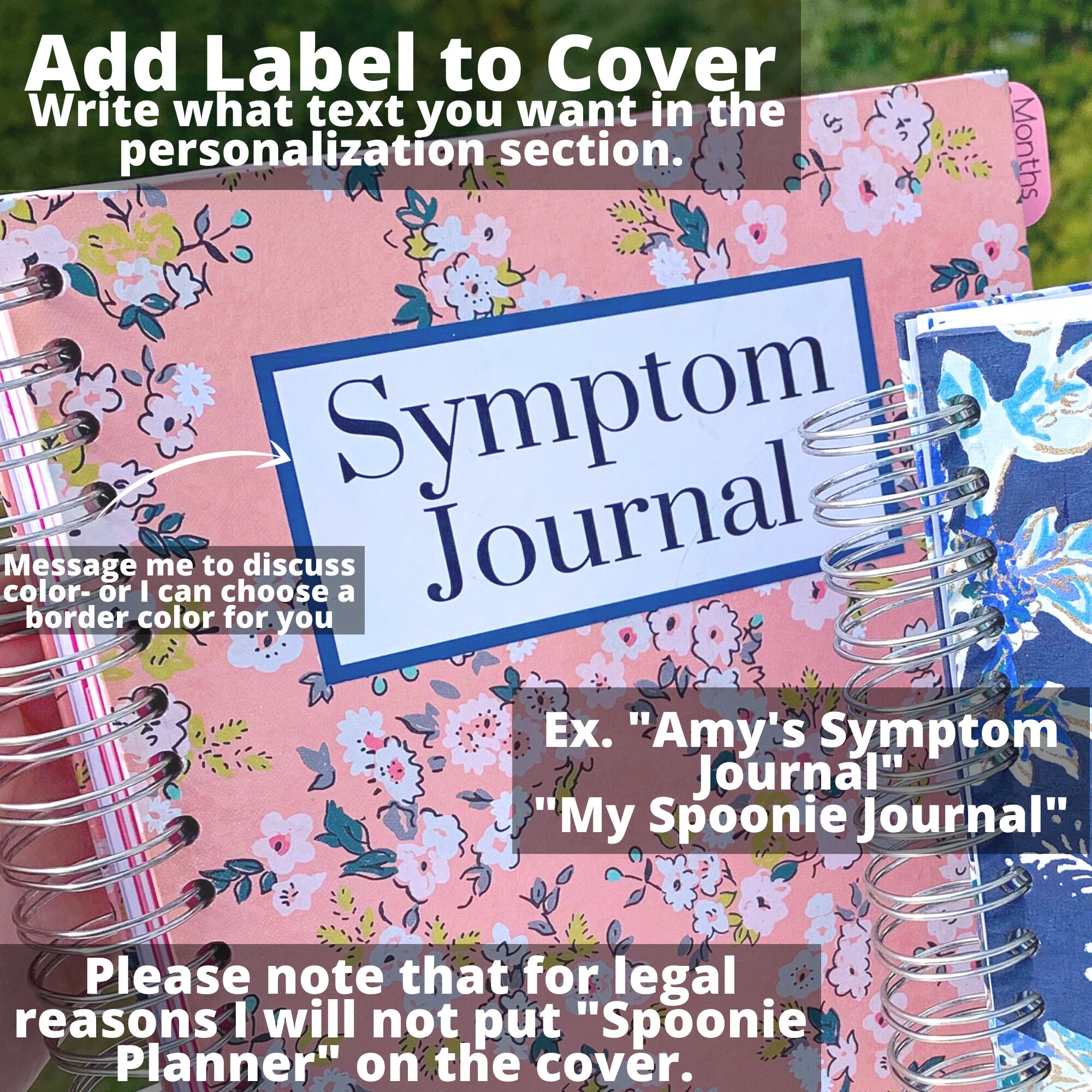 Spiral Symptom Journal Customization Options/add Ons - Etsy