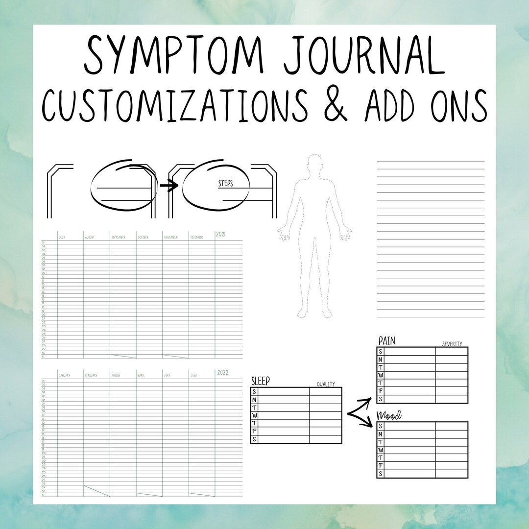 Symptom Journal Customization Options/add Ons - Etsy