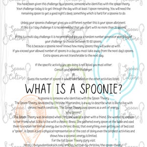 Spoonie Challenge, Chronic Illness Spoon Theory Digital Download - Etsy