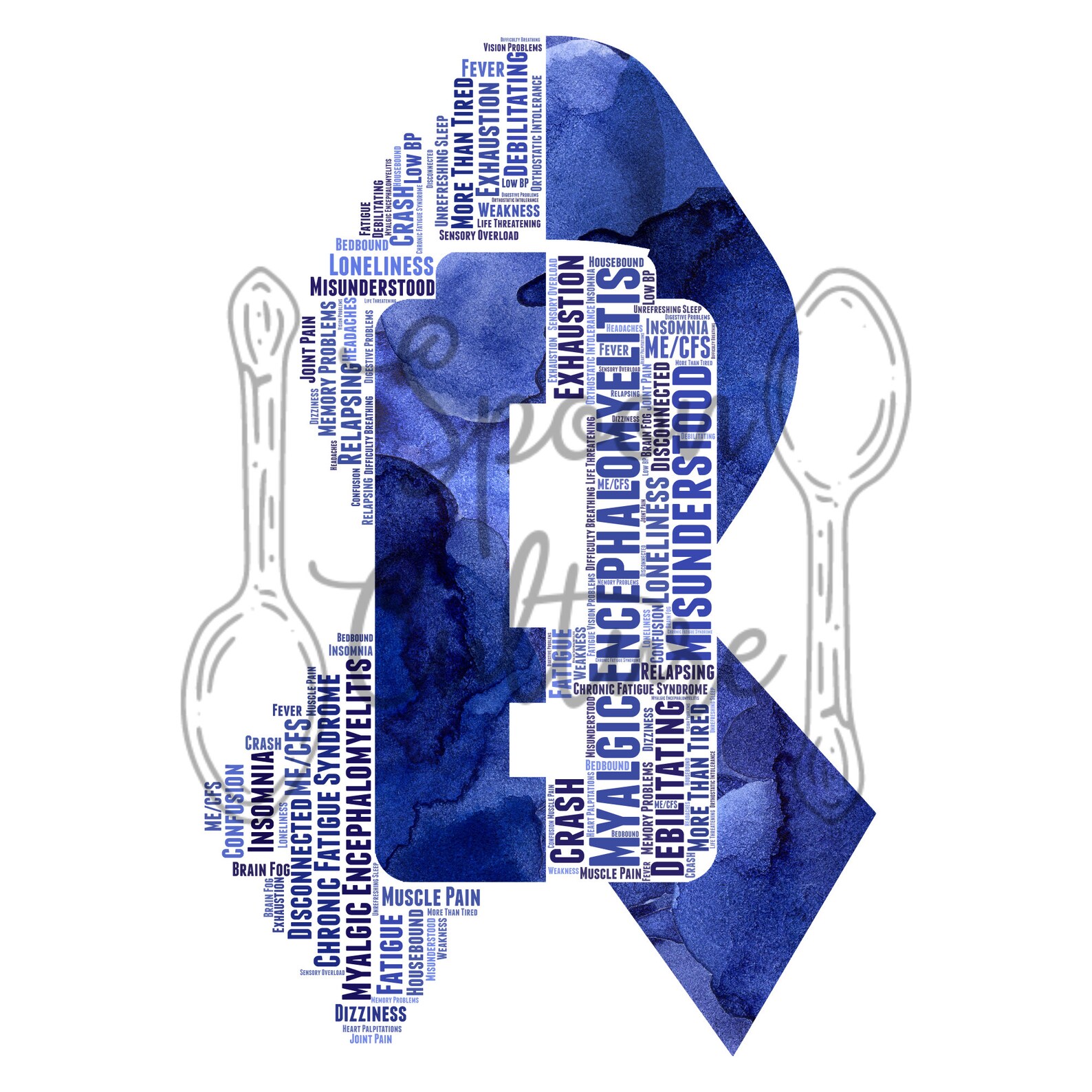 ME/CFS Awareness Ribbon Word Cloud, Myalgic Encephalomyelitis Art ...