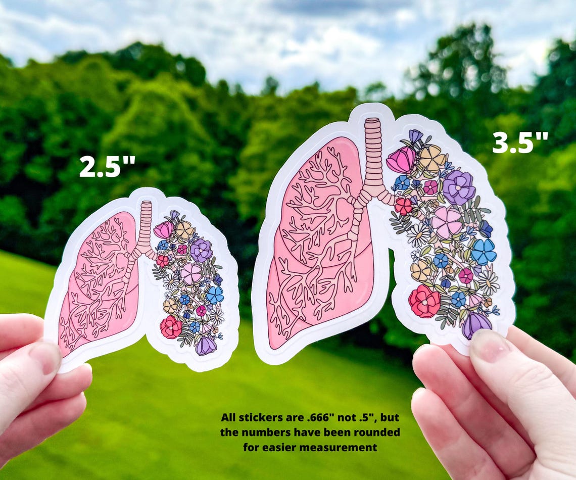 Lung Sticker, Floral Anatomy Lung Disease Awareness Sticker, Cystic ...