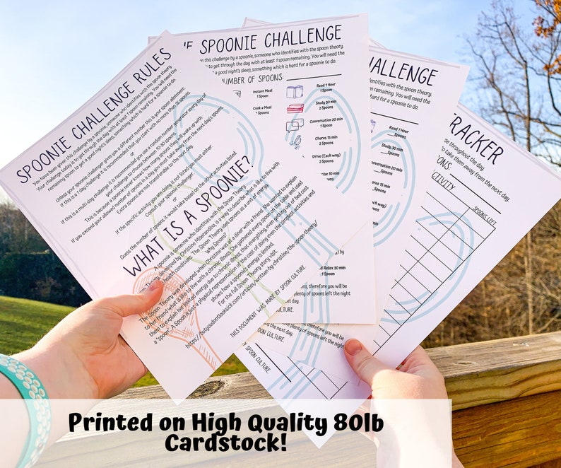 Printed Spoonie Challenge, Chronic Illness Spoon Theory Challenge ...