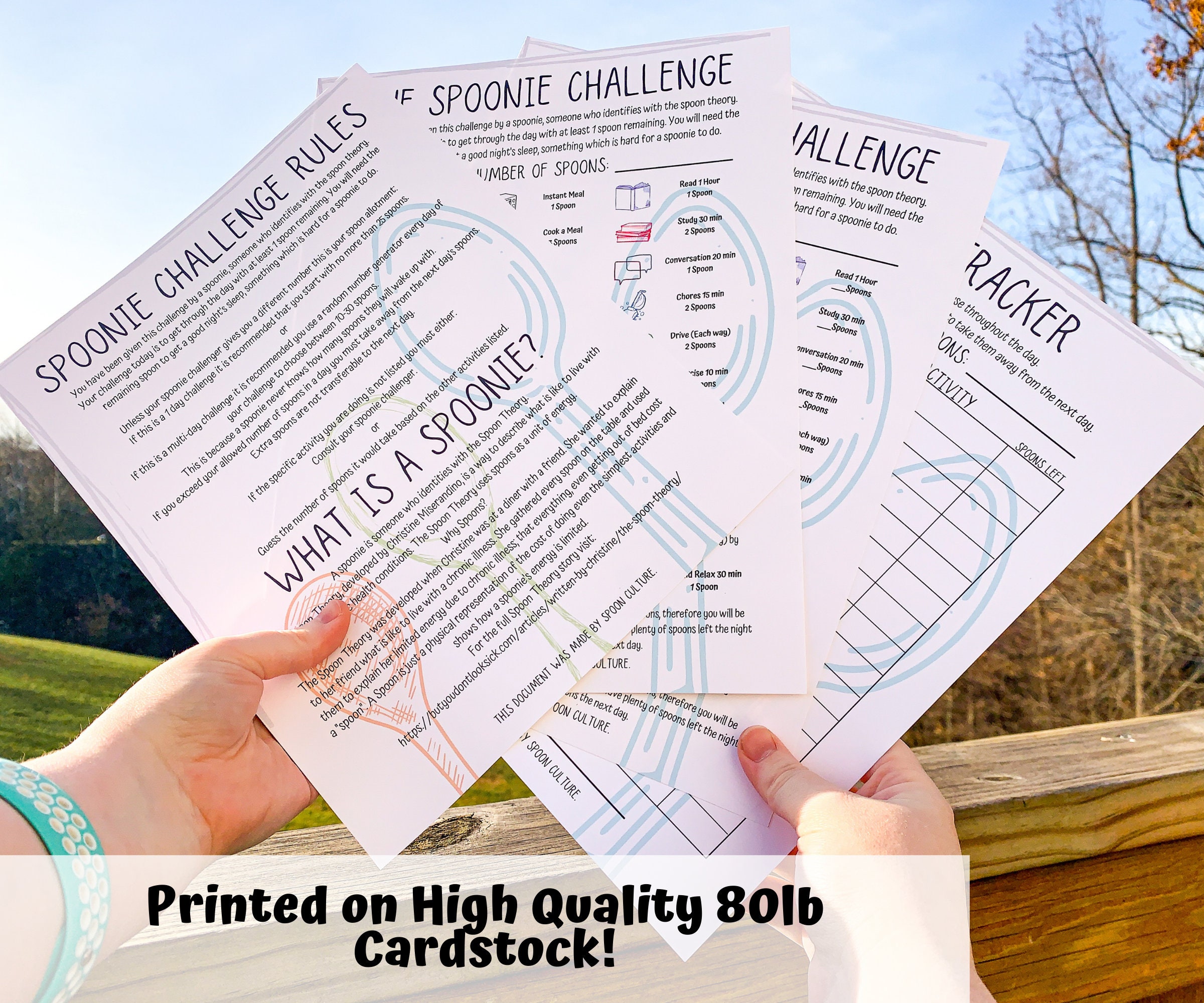 Printed Spoonie Challenge Chronic Illness Spoon Theory - Etsy